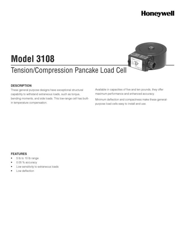 Honeywell / Model 3108 / Tension/Compression Pancake Load Cell - KSENSORS